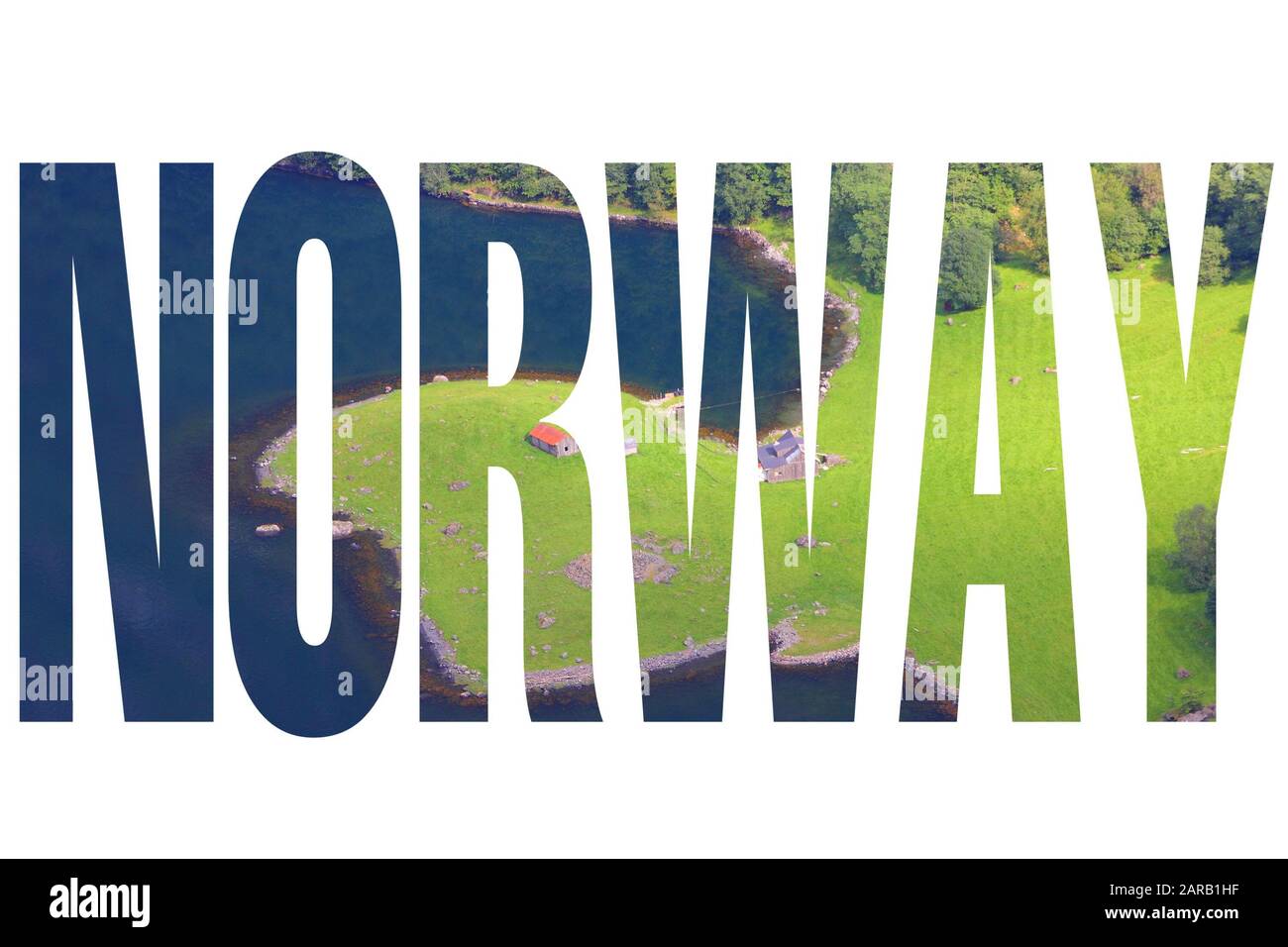 Norway sign - country name with background travel photo. Text isolated ...