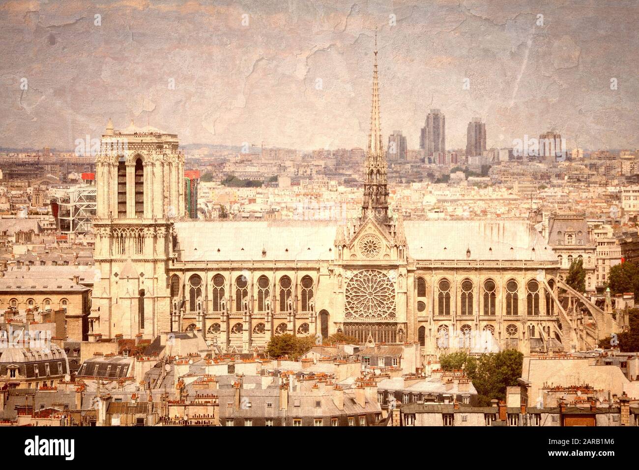 Notre Dame in Paris - vintage textured style Stock Photo - Alamy