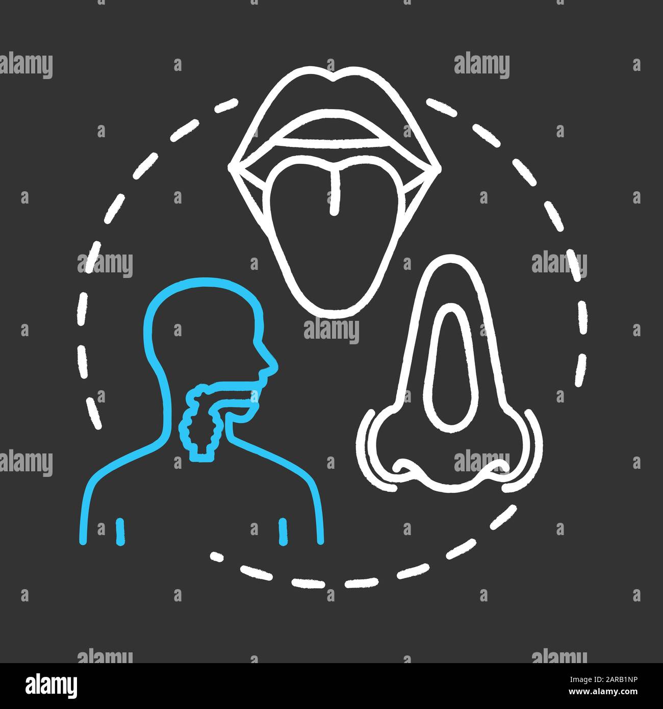 Head and neck oncology chalk RGB color chalk RGB color concept icon ...