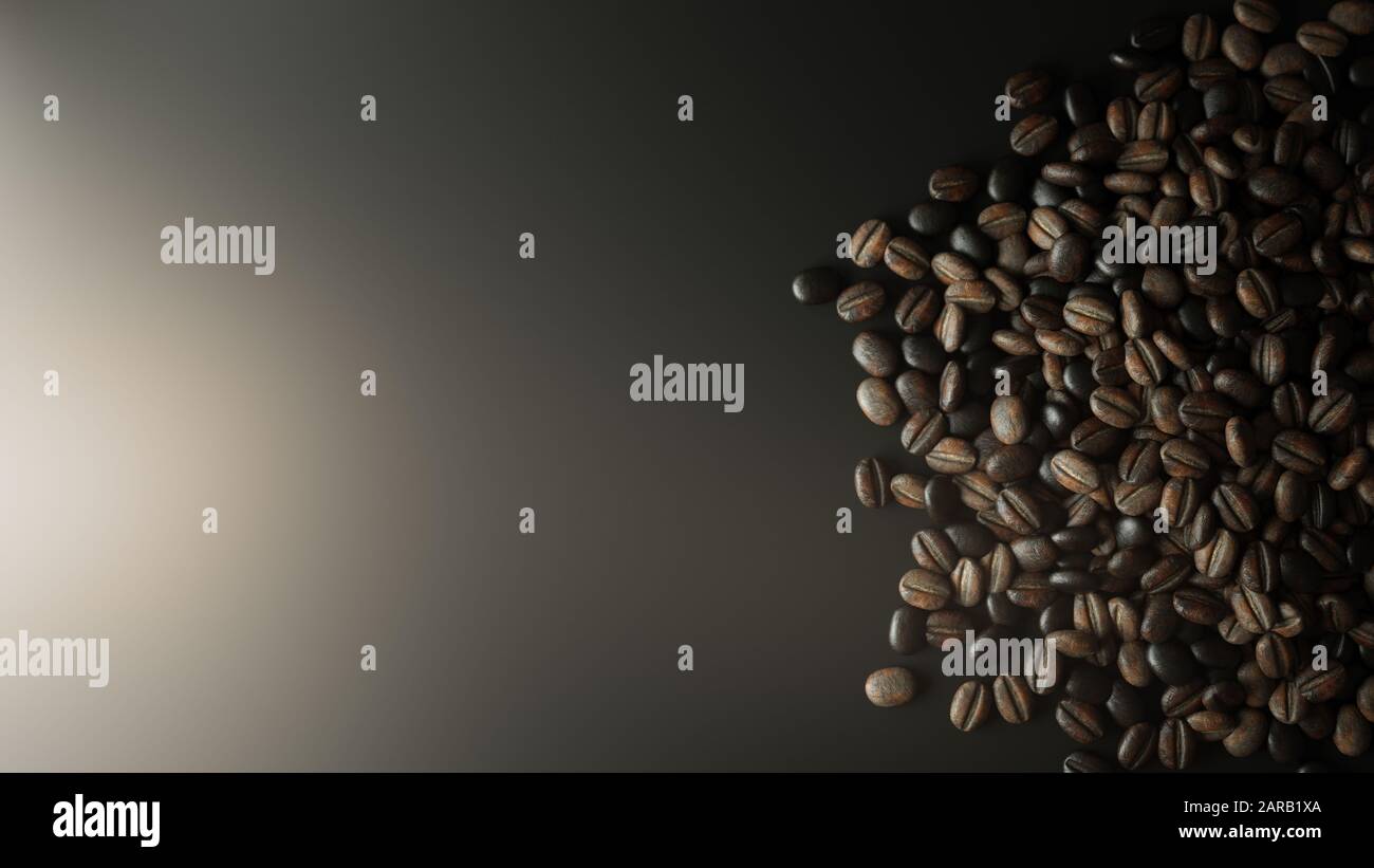 Coffee beans on background. Top view. 3D illustration Stock Photo - Alamy