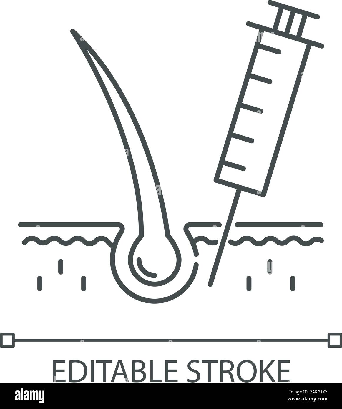 Hairloss injection pixel perfect linear icon. Medical therapy for ...