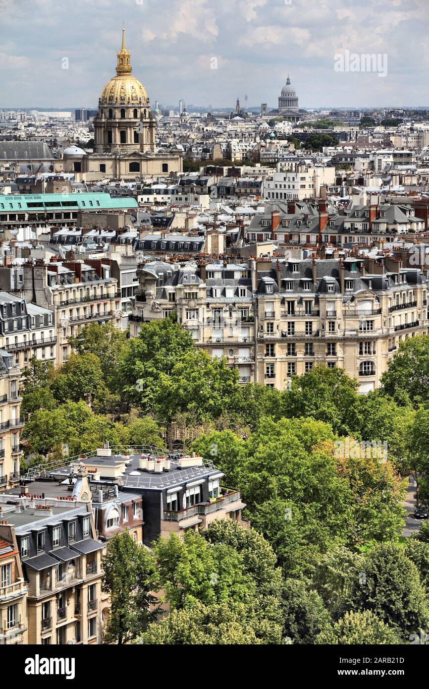 Paris cityscape - architecture of capital city of France. Invalides ...