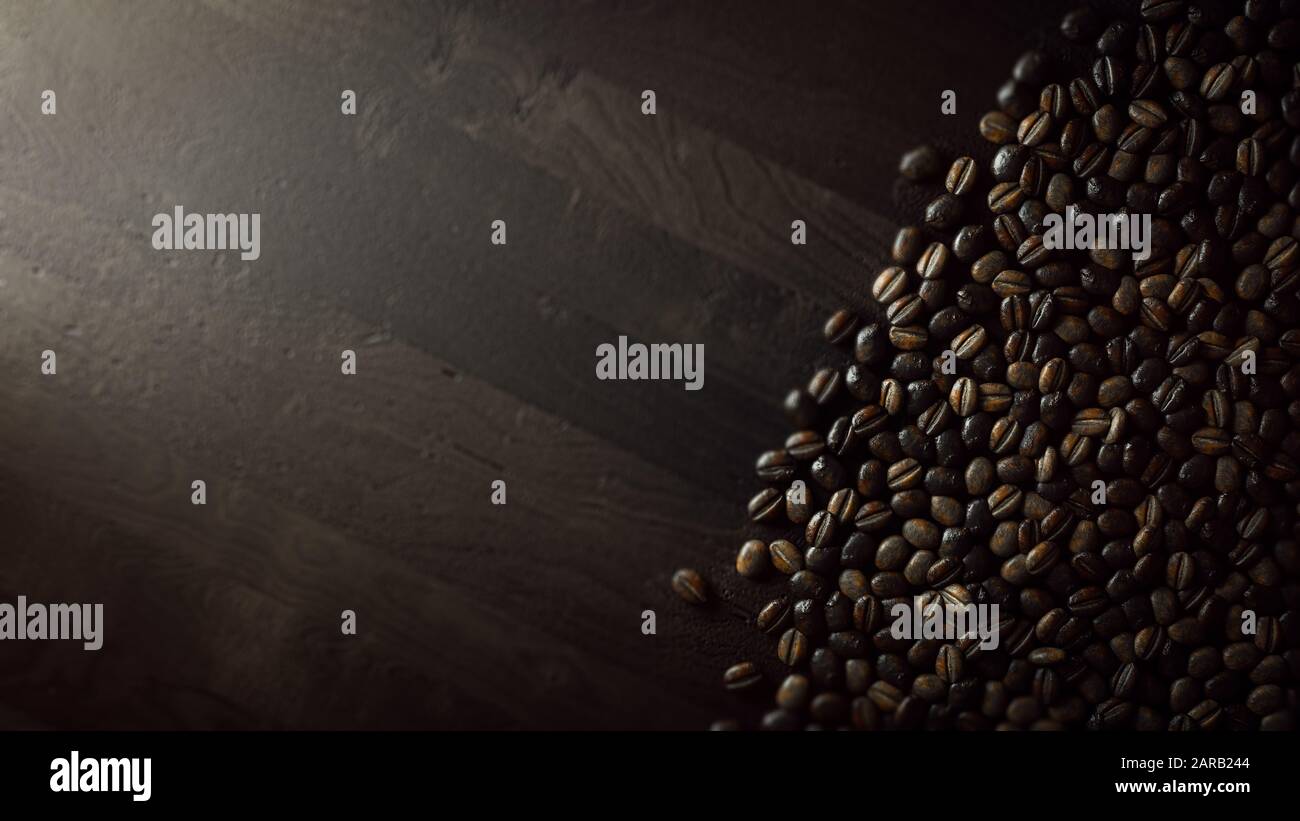 Coffee beans on background. Top view. 3D illustration Stock Photo - Alamy