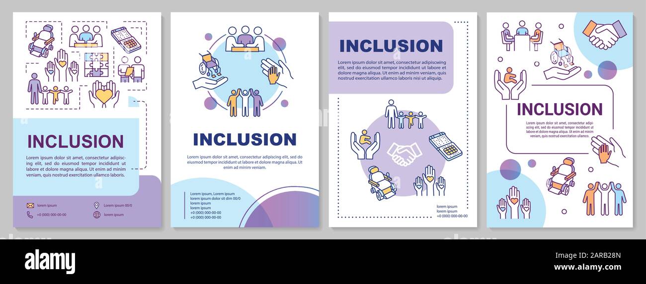 Inclusion brochure template. Disabled aid. Socialization, education. Flyer, booklet, leaflet ...