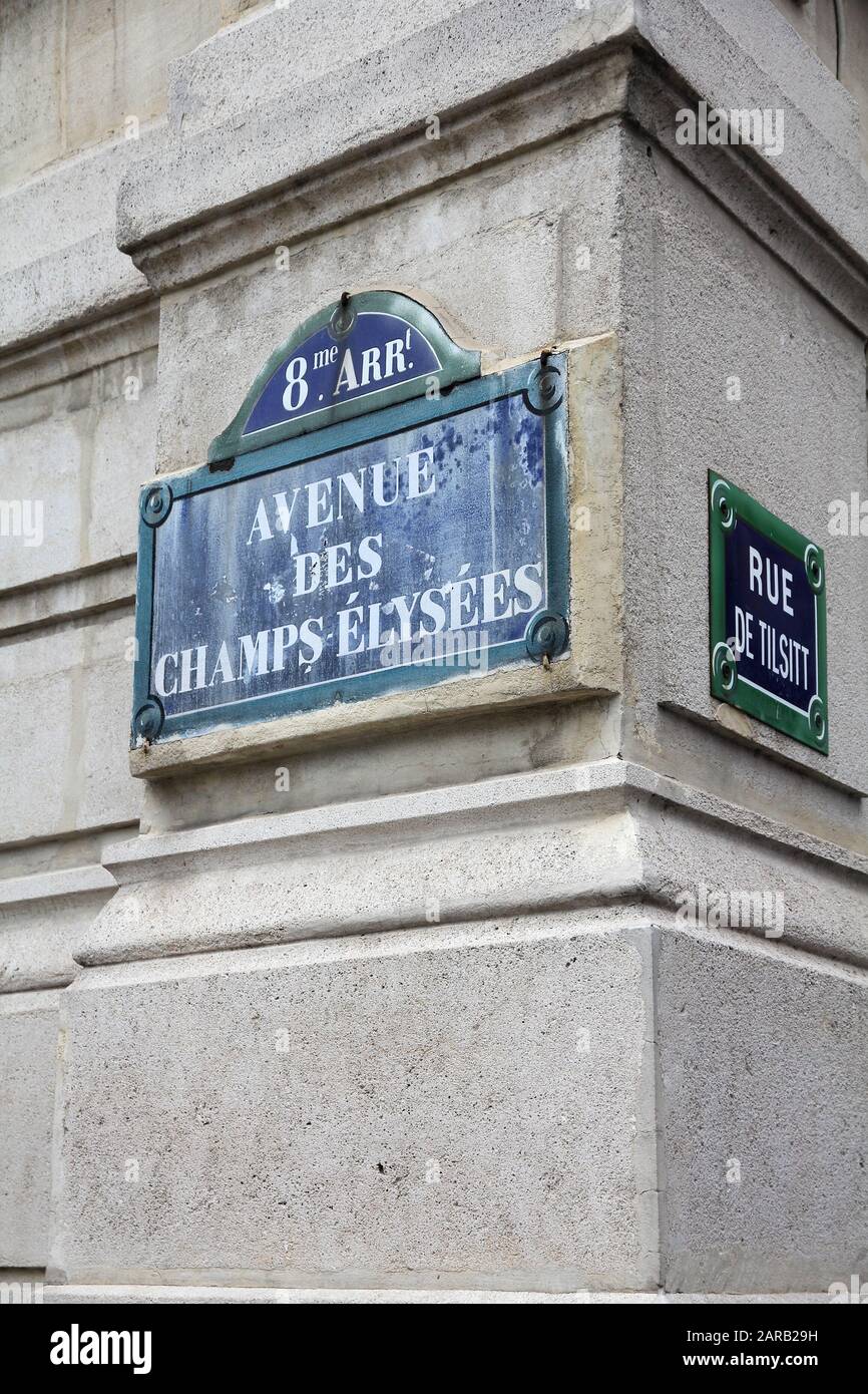 Avenue Champs-Elysees in Paris, France. Famous street Stock Photo - Alamy