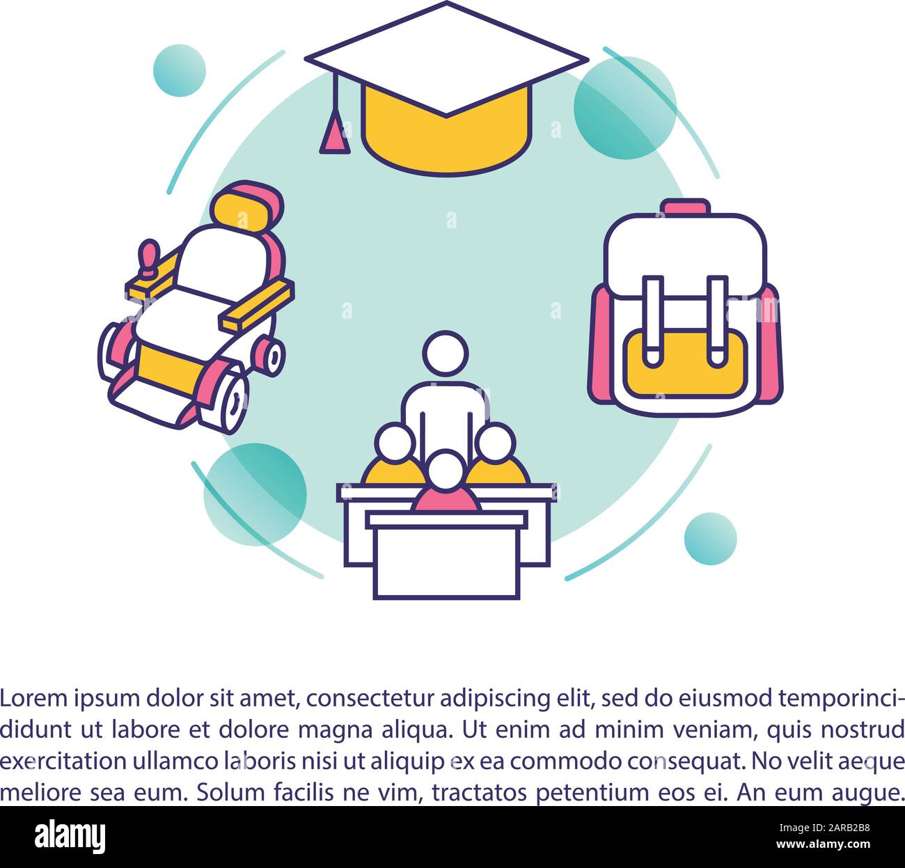 Inclusive education concept icon with text. Equal access to schooling ...