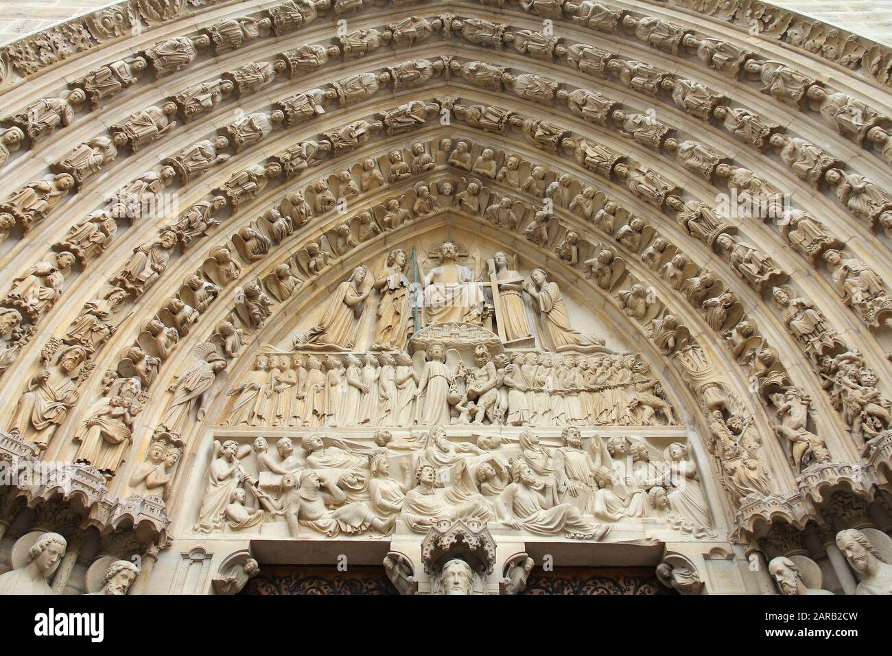 Paris Notre-Dame Cathedral architecture. French Gothic landmark Stock ...