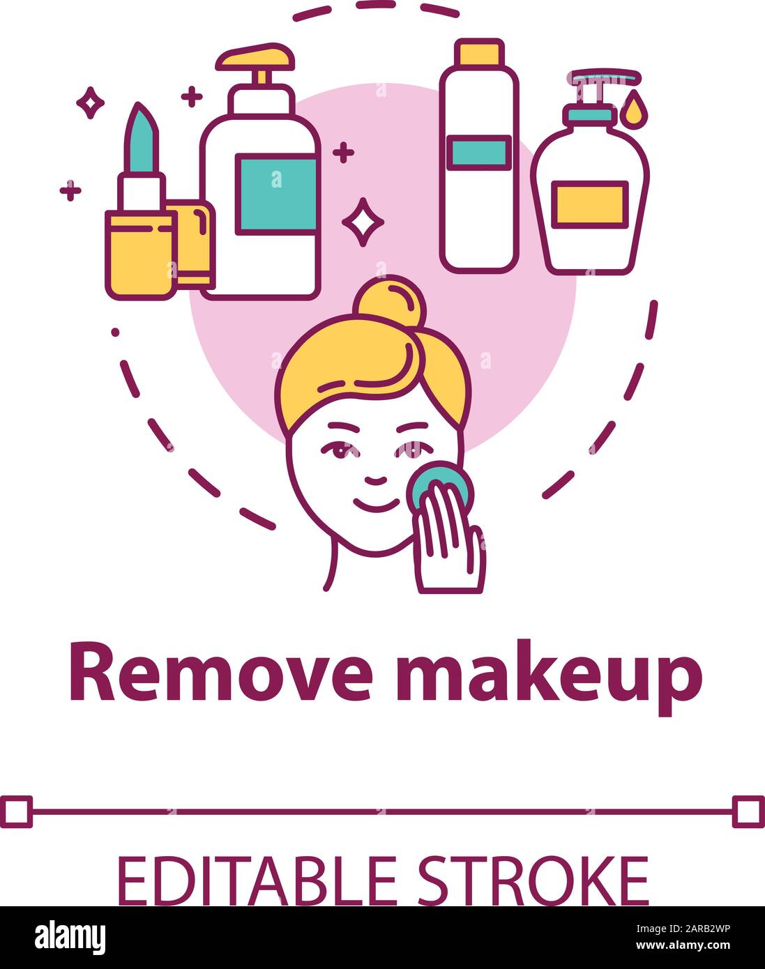 Remove makeup, skin care, hygienic procedure concept icon. Face ...