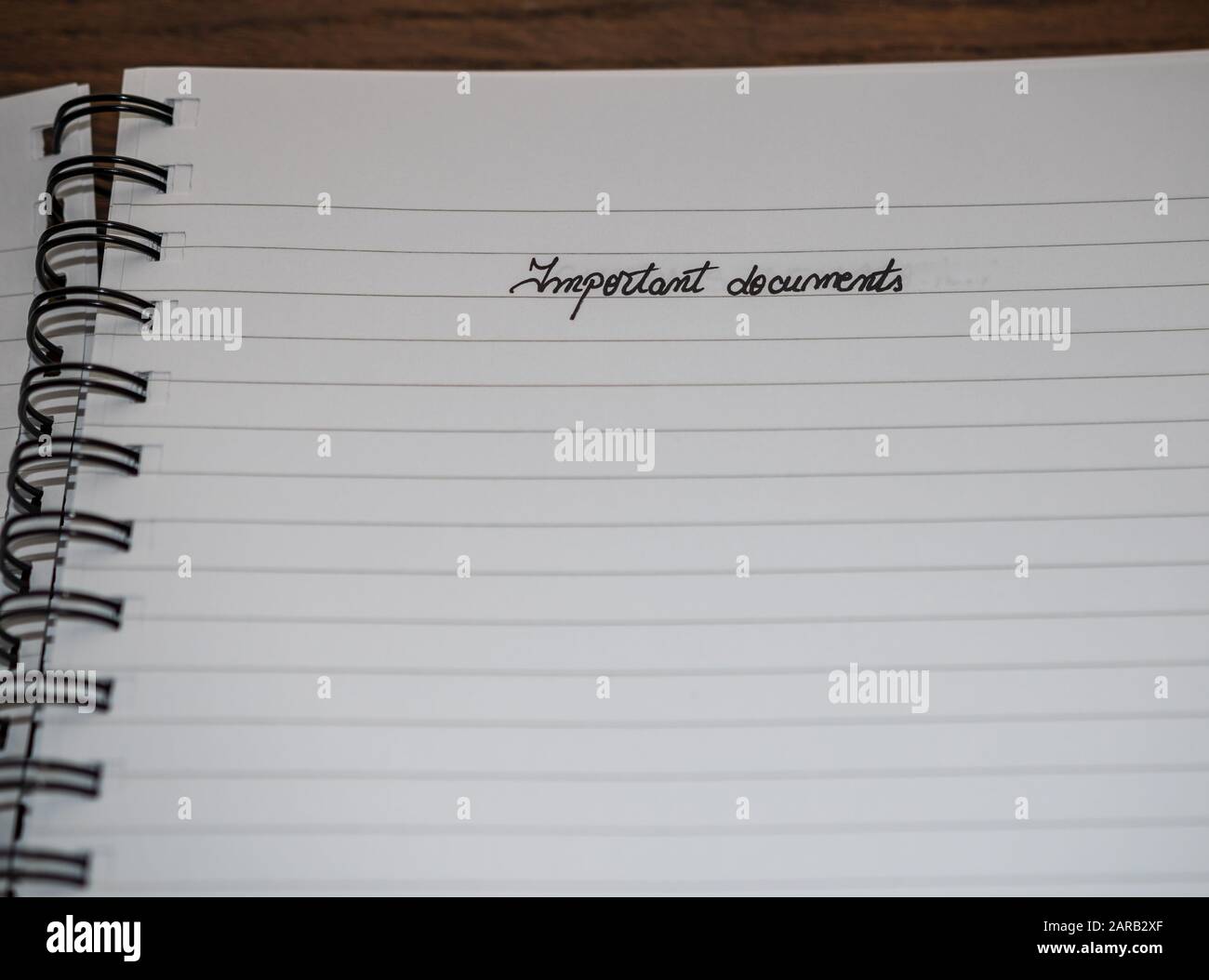 Important documents, handwriting text on page of office agenda, office ...