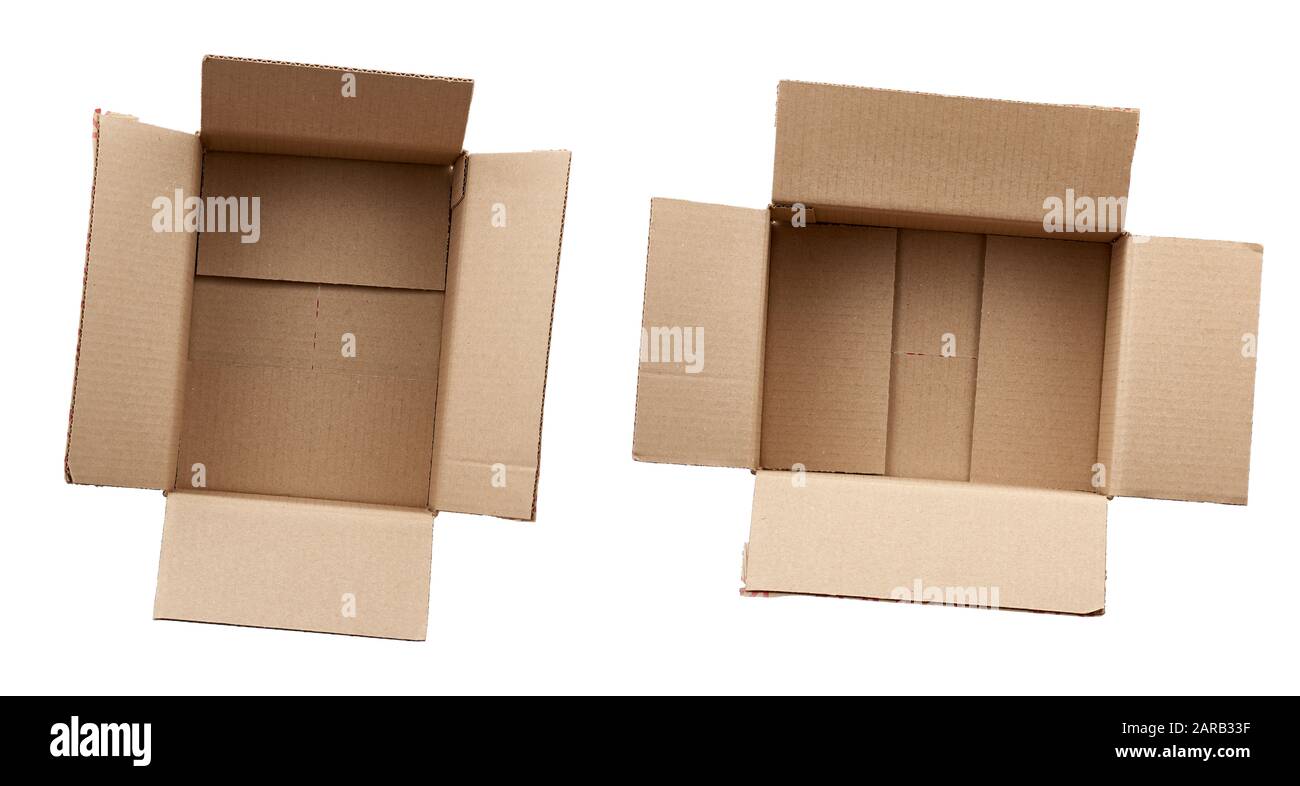 open empty brown rectangular cardboard box for transporting goods ...