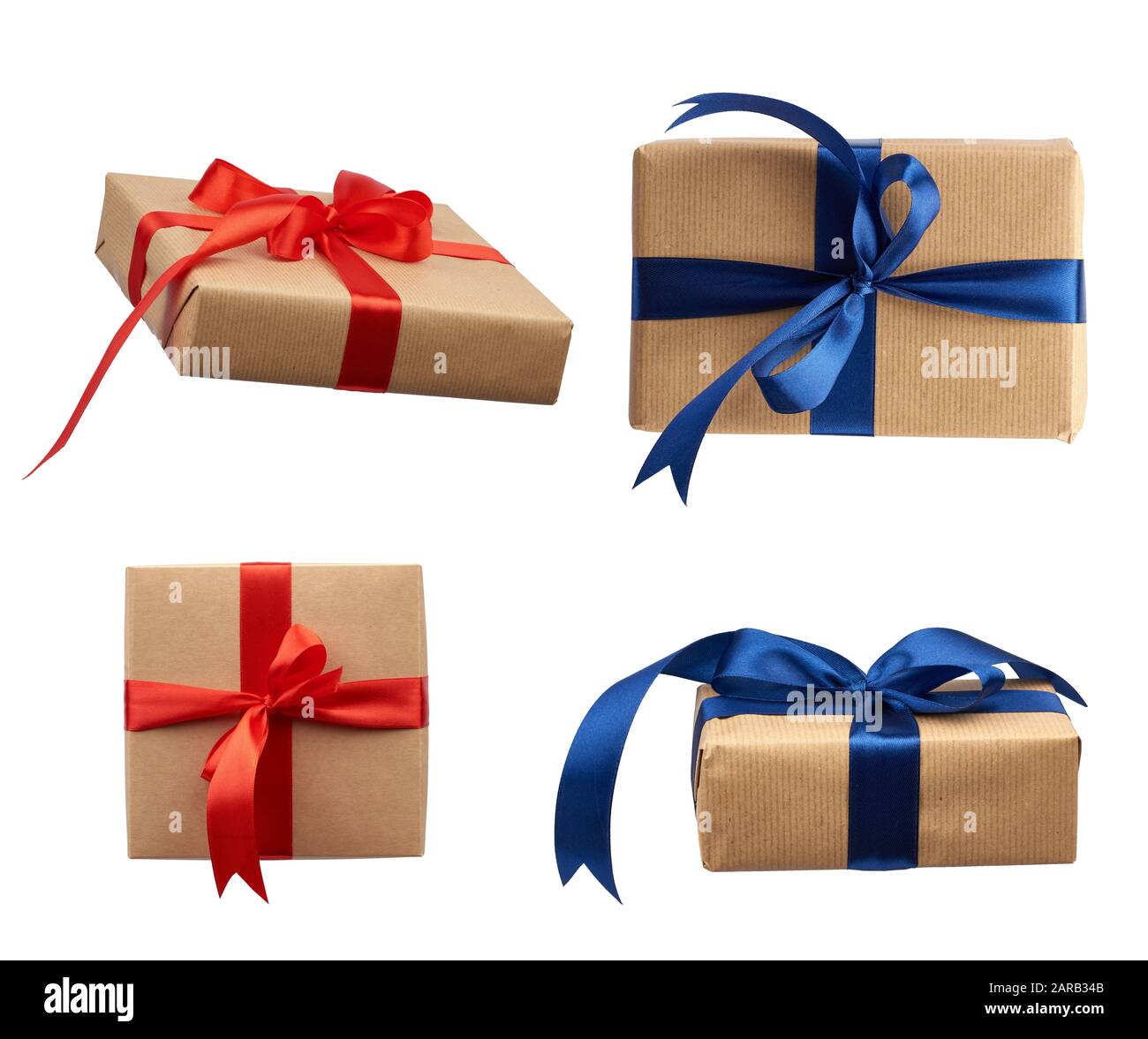box wrapped in brown kraft paper and tied with a silk ribbon, gifts ...