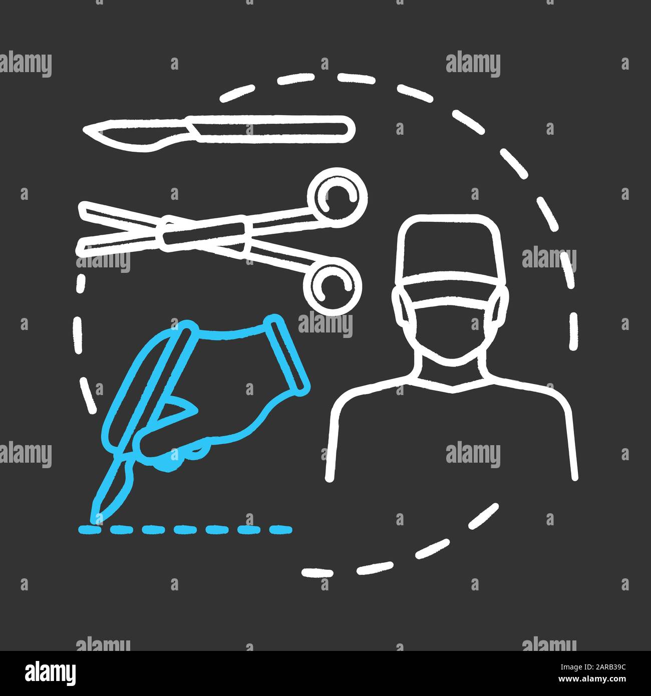 Surgical oncology chalk RGB color chalk RGB color concept icon. Surgery ...