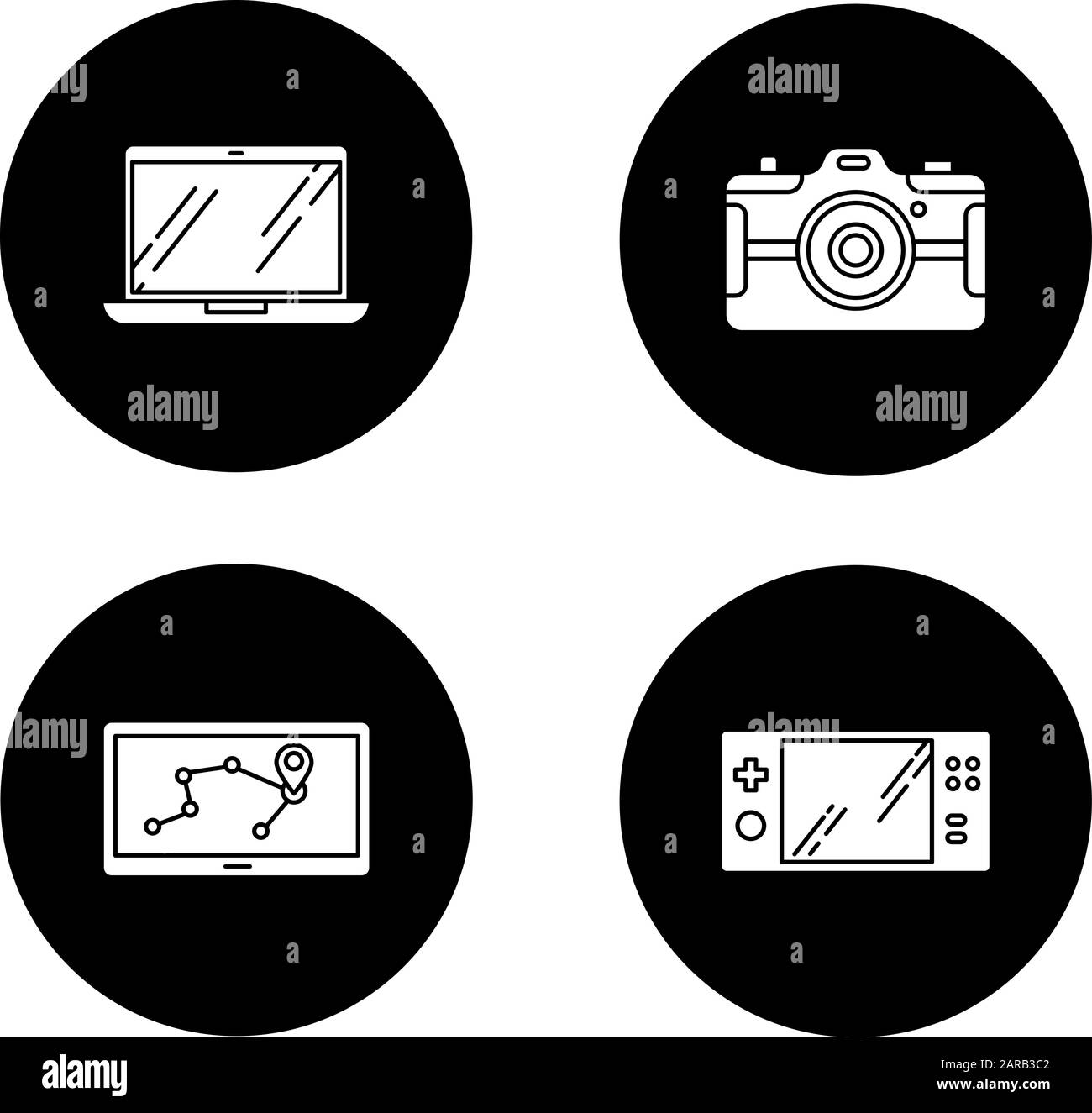 Mobile devices glyph icons set. Pocket electronic gadgets. Navigation ...
