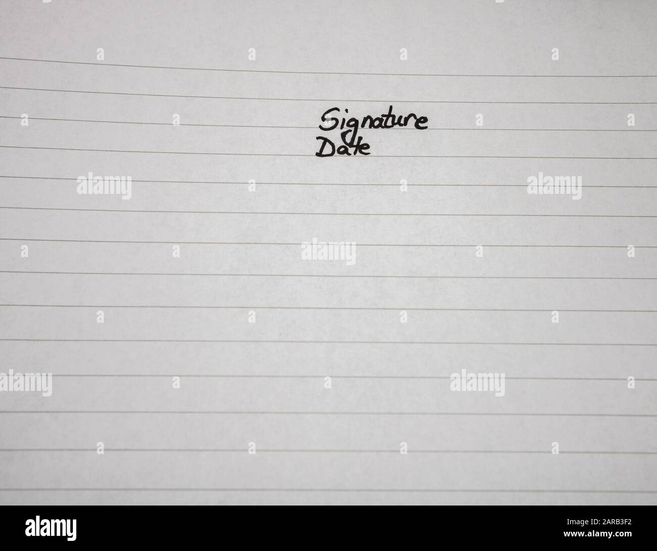 Signature and date, handwriting text on page of office agenda, office ...