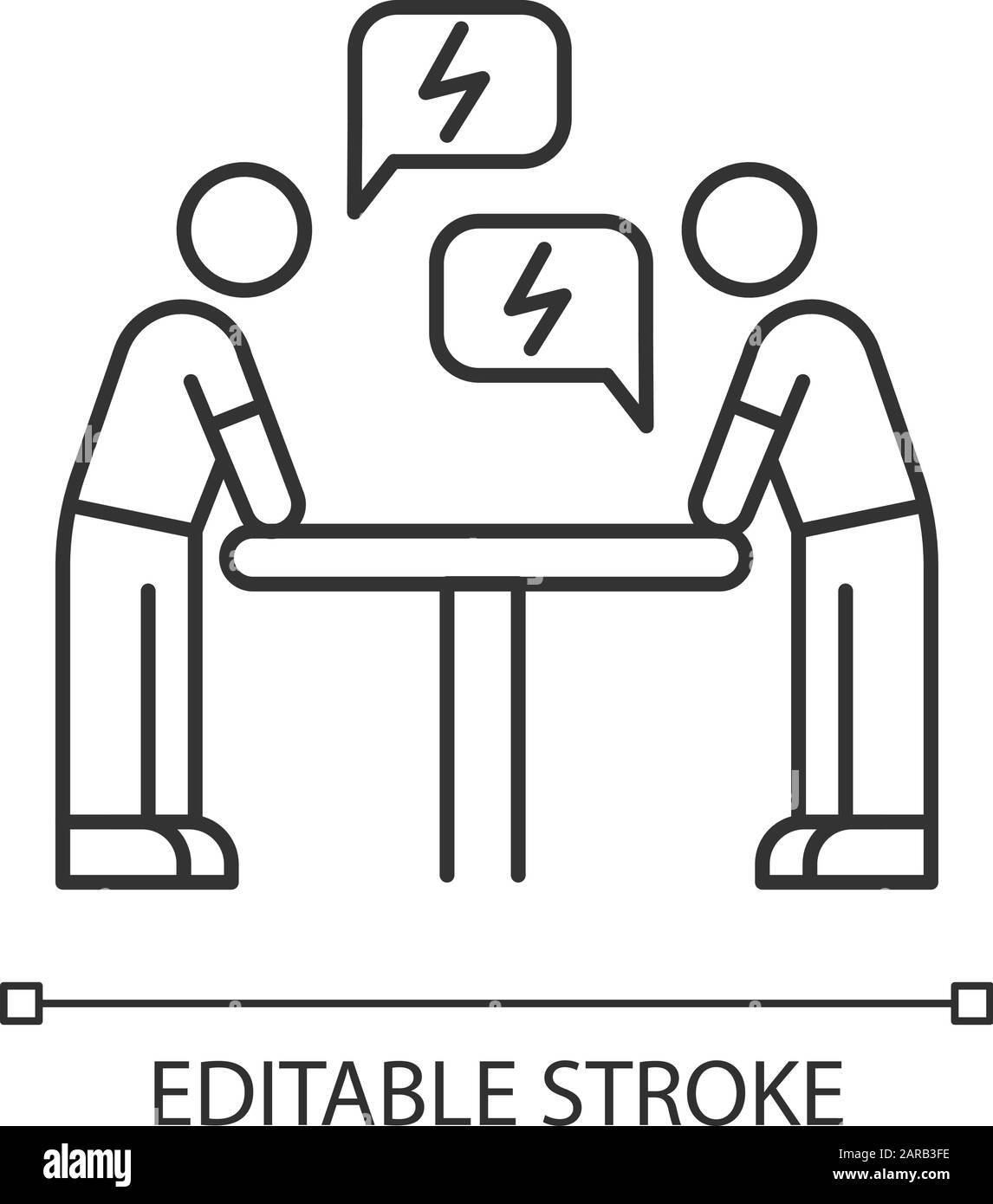 Negotiation pixel perfect linear icon. Dialogue between parties ...