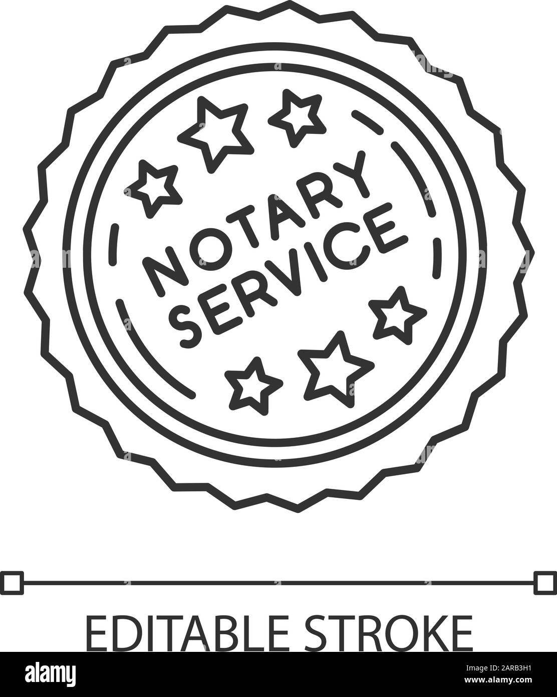 Notary services stamp mark pixel perfect linear icon. Notarization ...