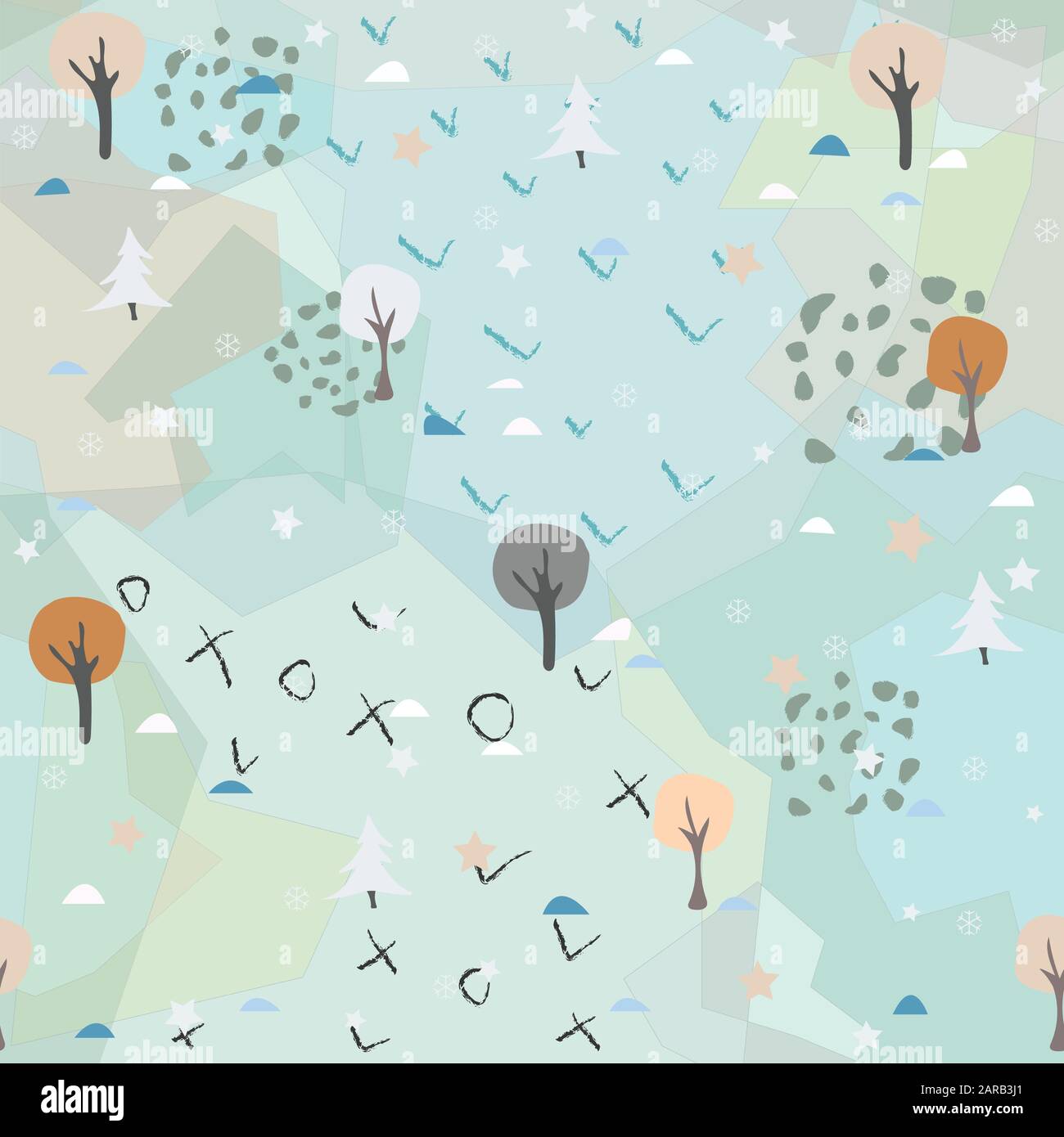 Cute Trees. Landscape background with trees. Hand Drawn Design. Vector ...