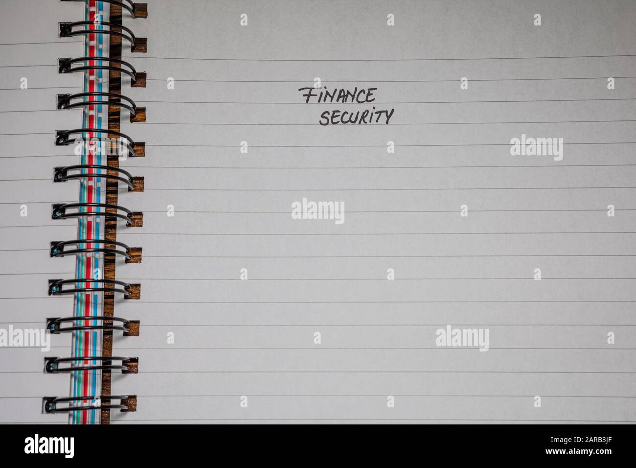 Finance security, handwriting text on page of office agenda, office ...