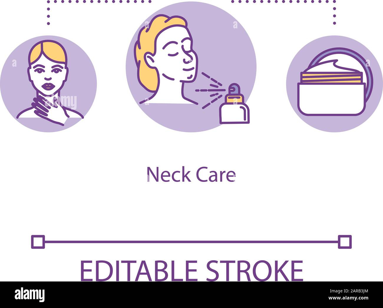 Neck care concept icon. Exfoliation and anti-aging products. Skincare ...