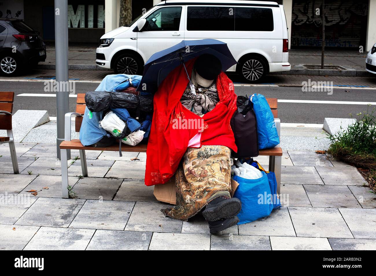 Homeless man, Barcelona, Spain Stock Photo - Alamy