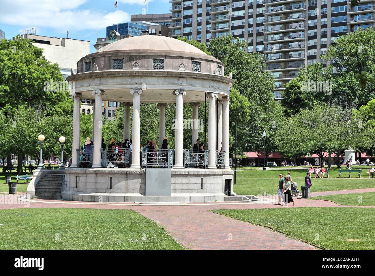 BOSTON, USA - JUNE 9, 2013: People visit famous Boston Common in Boston ...