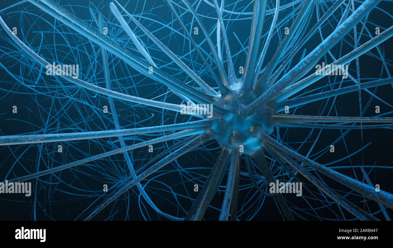 Conceptual illustration of neuron cells high resolution 3D illustration ...