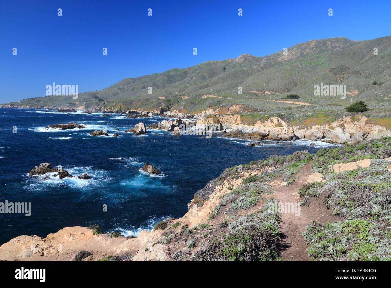 American landscape near Point Lobos - California scenic view. Pacific ...