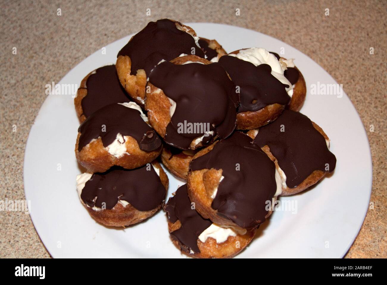 Profiteroles on a Plate Stock Photo - Alamy