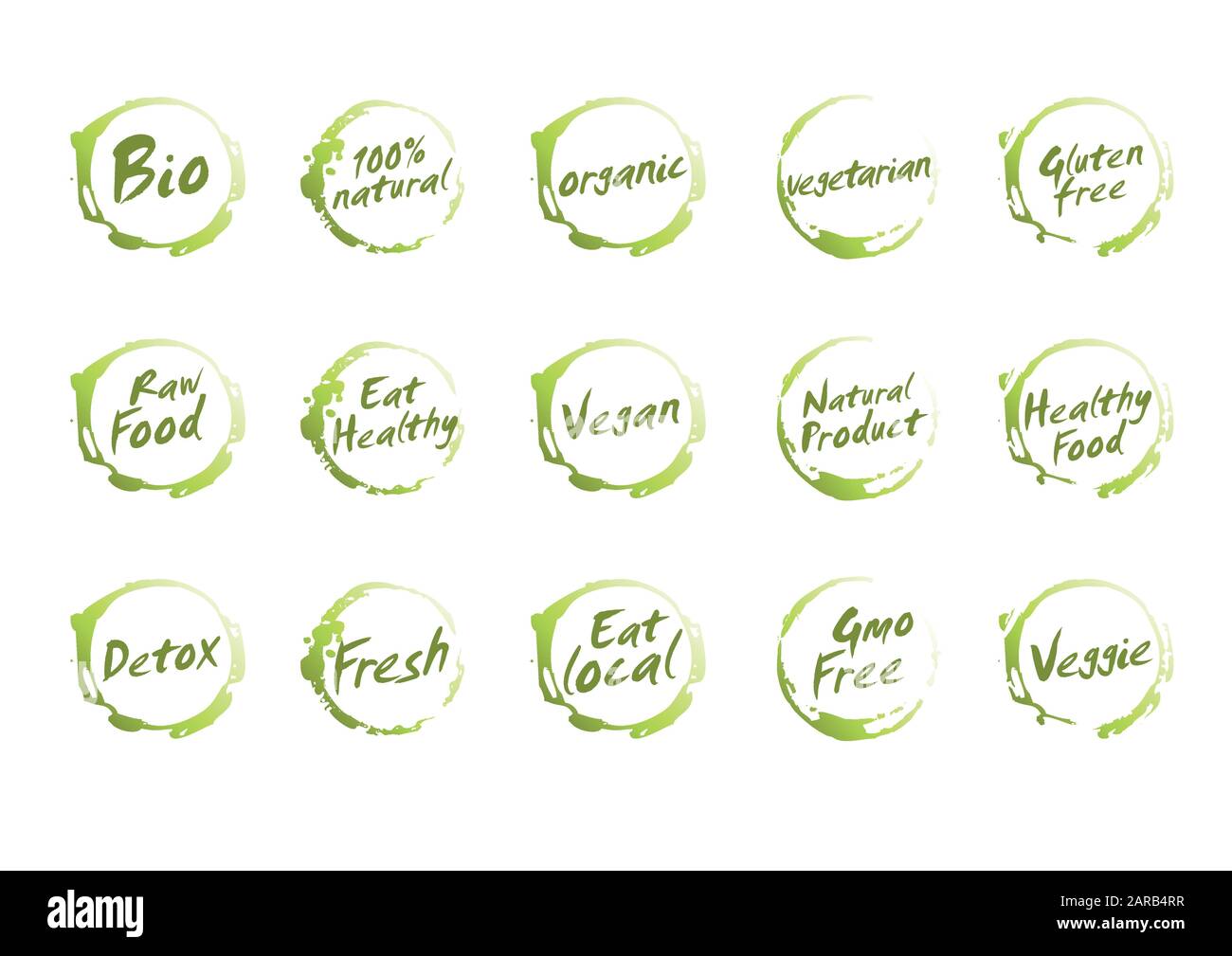 Set of Healthy Food Symbols. Vector Bio, Natural, Organic, Vegetarian ...