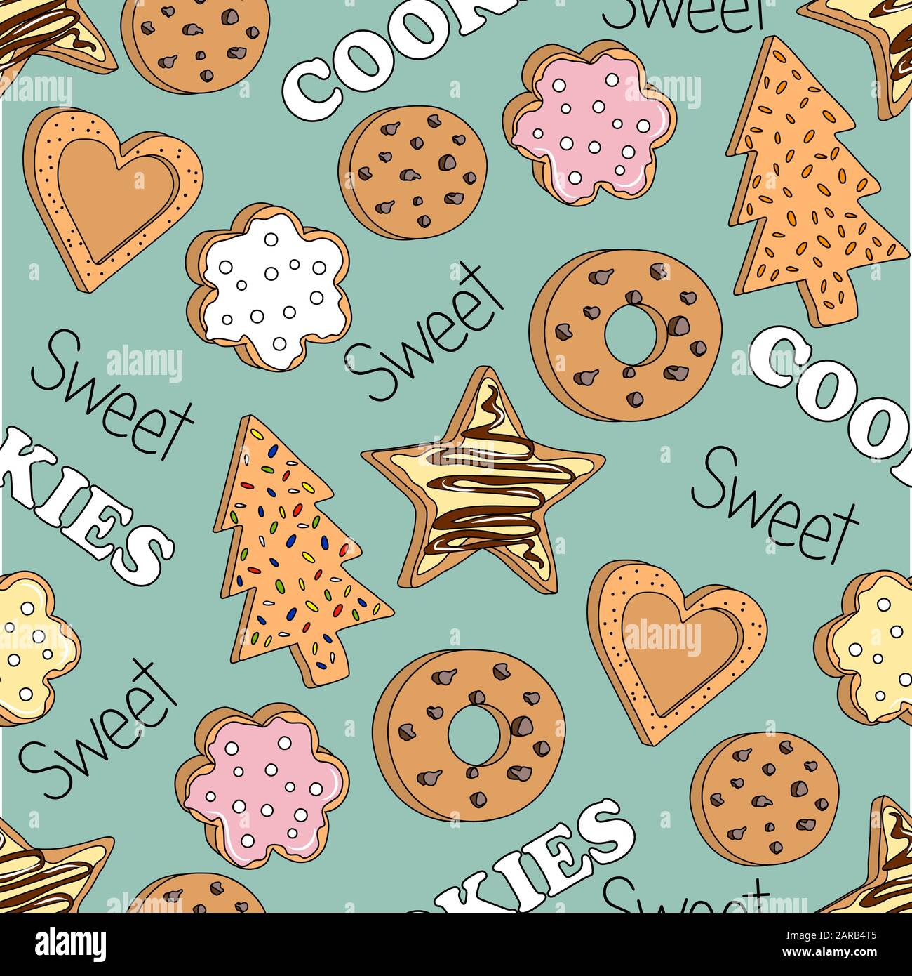 Seamless pattern with home made cookies. Vector illustration Stock ...