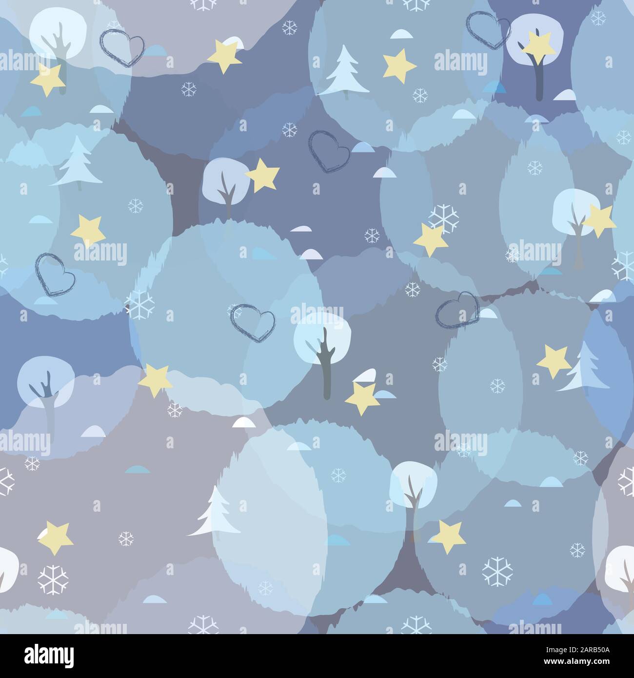 Seamless Tree Pattern with small trees, hills. Vector Illustration ...
