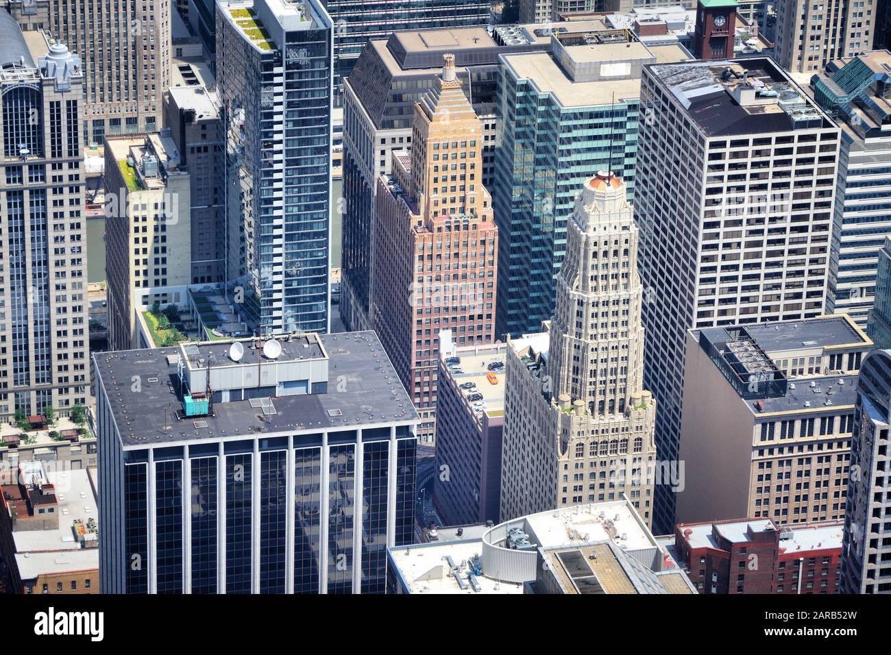 Downtown Chicago aerial view - cityscape of The Loop. United States ...