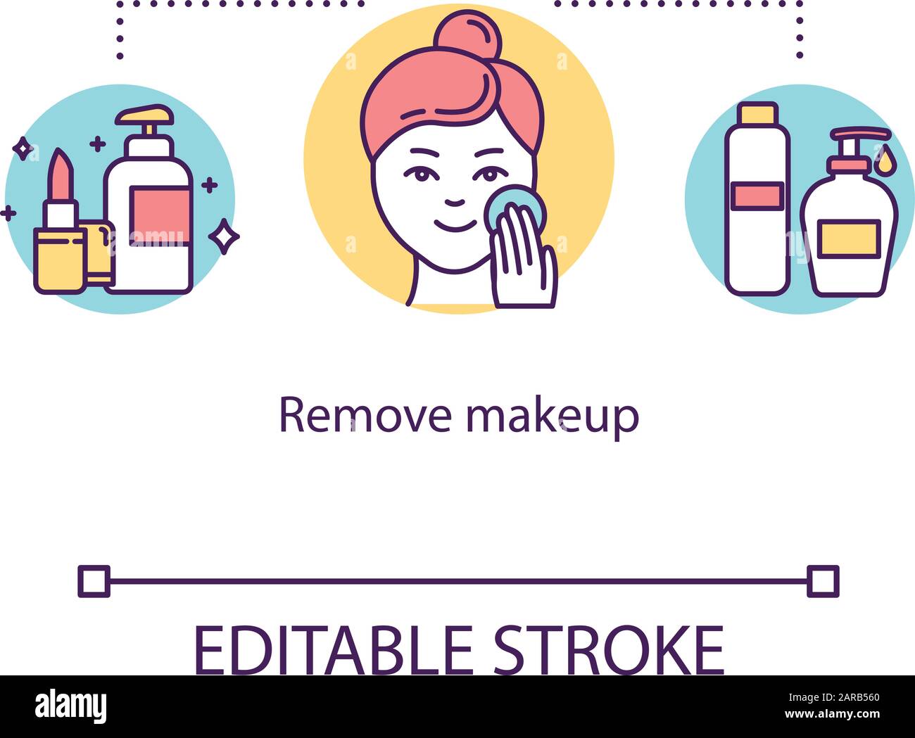 Remove makeup concept icon. Cosmetic products. Dermatology and beauty ...