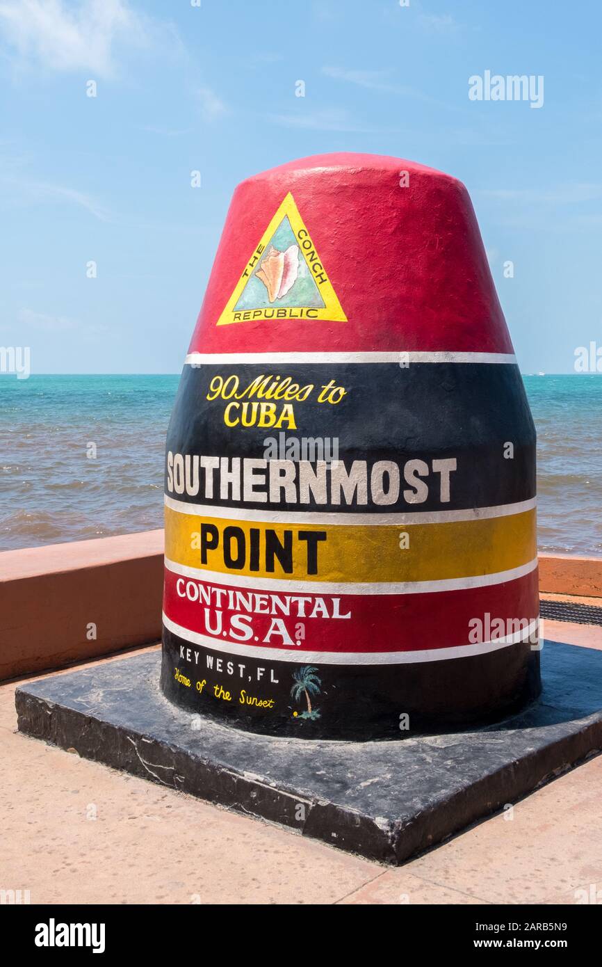 Southernmost point buoy on Continental USA, Key West, Florida Stock ...