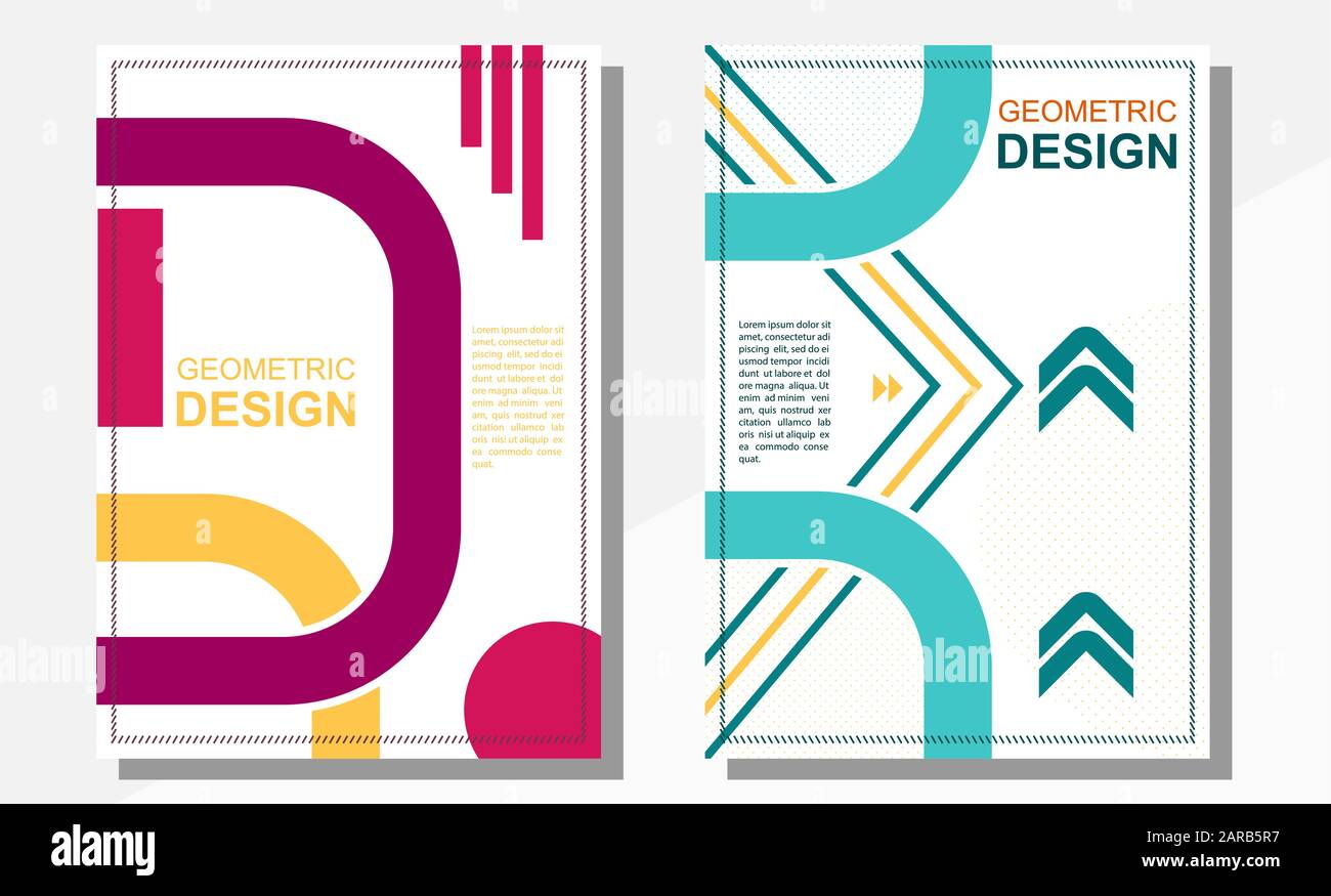 Geometric cover design templates A-4 format. Editable set of layouts ...