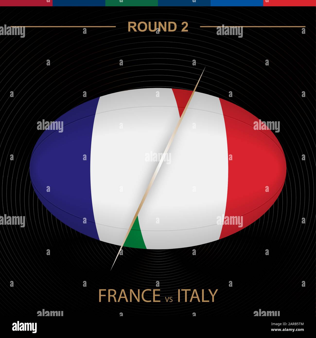 France vs Italy in Rugby Tournament round 2, ball shaped rugby icon on ...