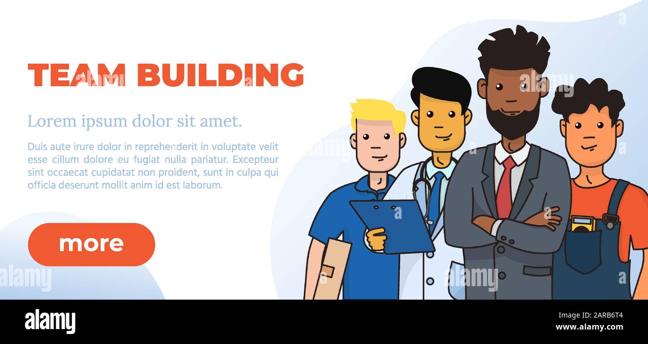 Team Building Design Poster. Team Building Text with Cartoon Characters ...