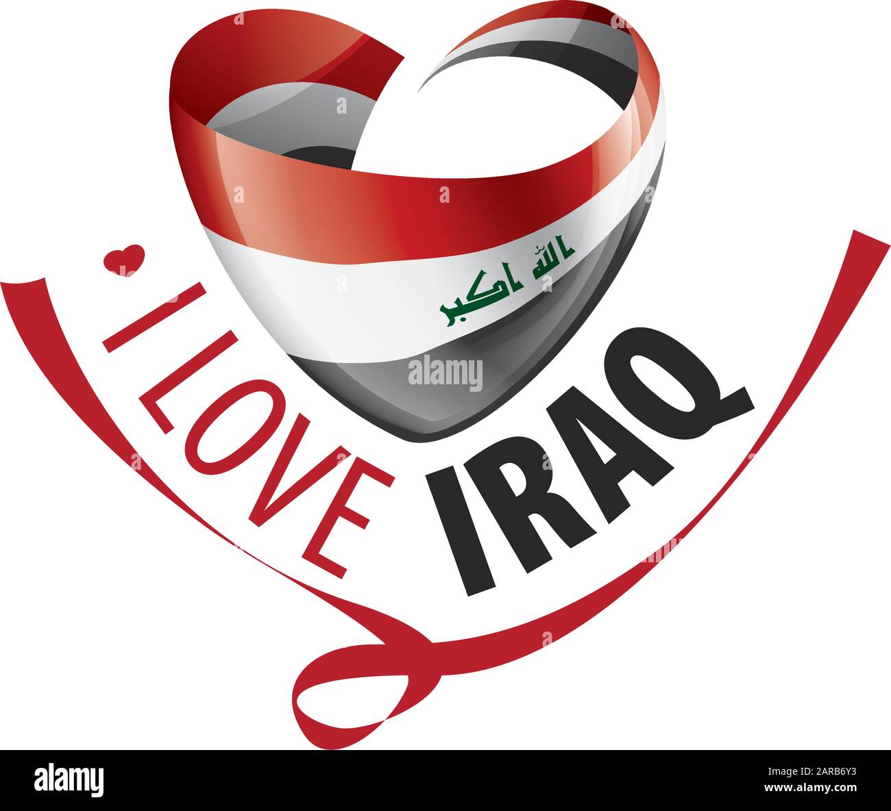 National flag of the Iraq in the shape of a heart and the inscription I ...