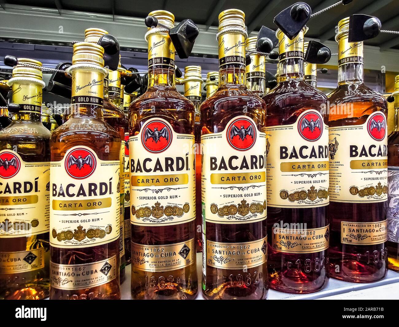 Samara, Russia - January 25, 2020: Bacardi rum ready for sale on the ...