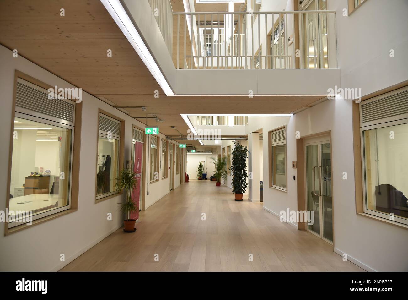 Modern open plan office walkways and stairs Stock Photo - Alamy