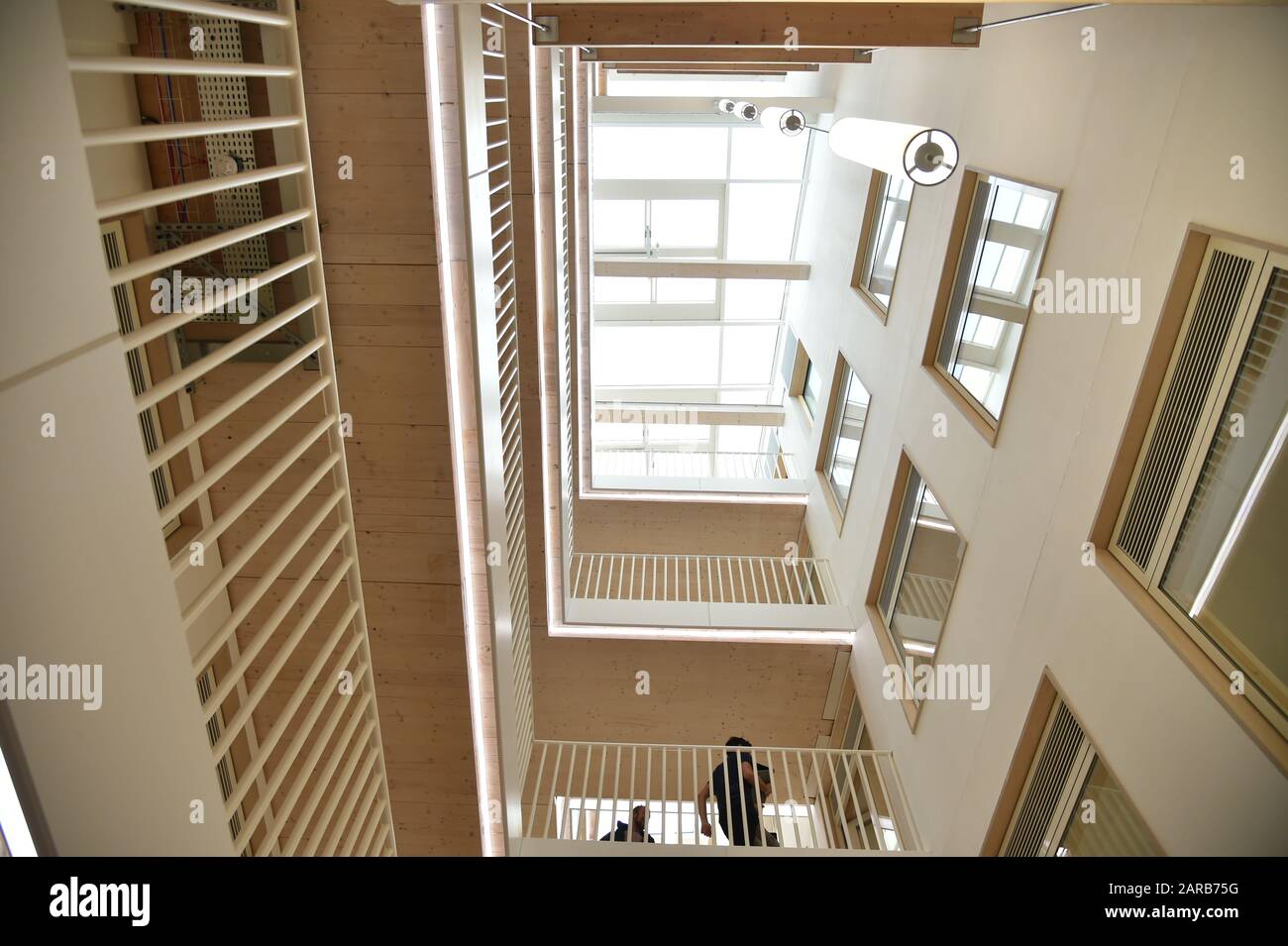 Modern open plan office walkways and stairs Stock Photo - Alamy
