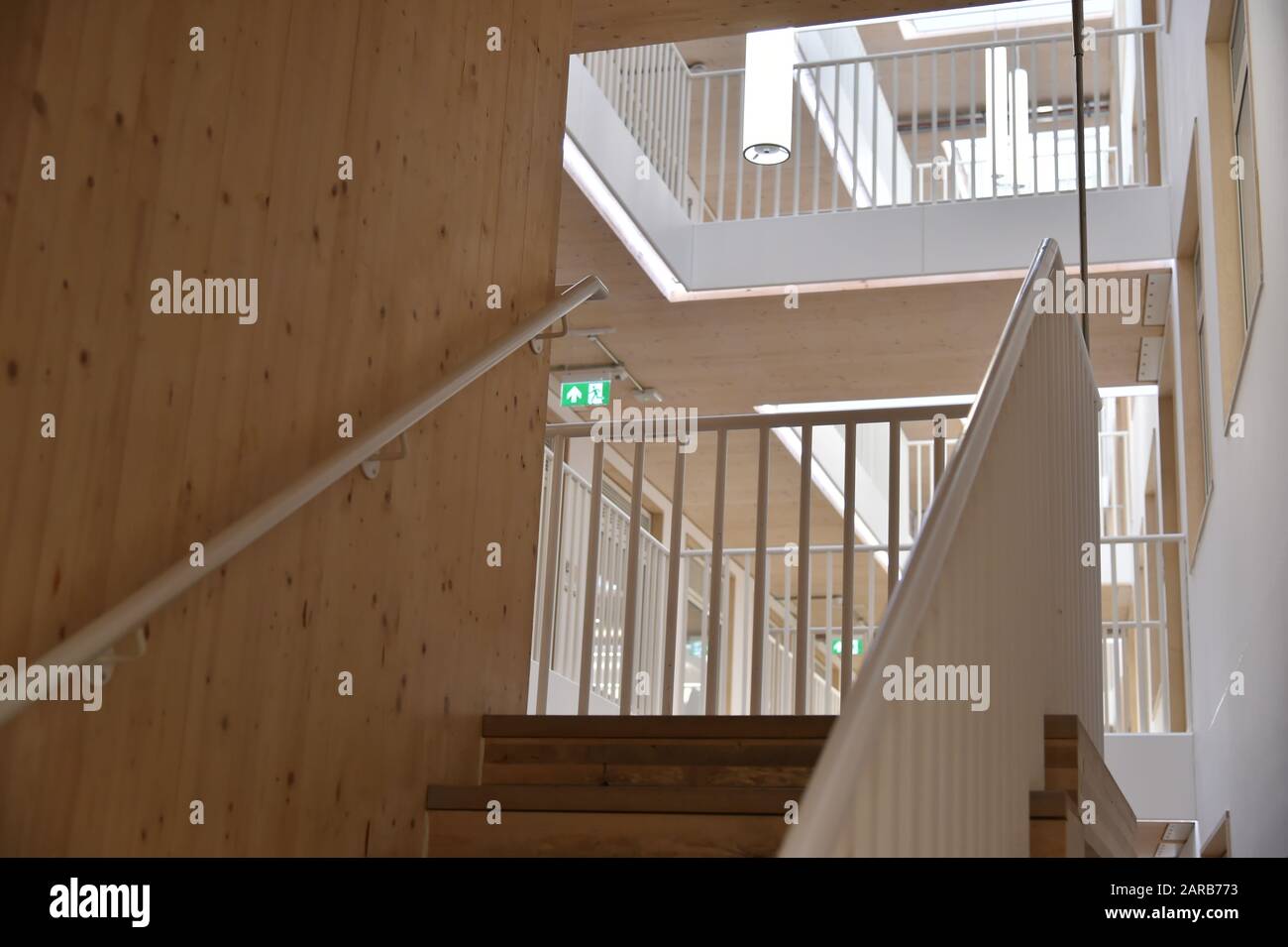 Modern open plan office walkways and stairs Stock Photo - Alamy