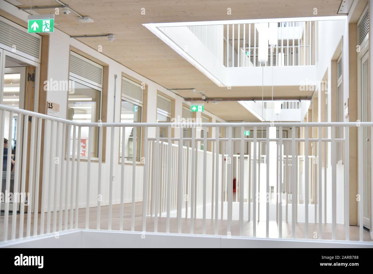 Modern open plan office walkways and stairs Stock Photo - Alamy