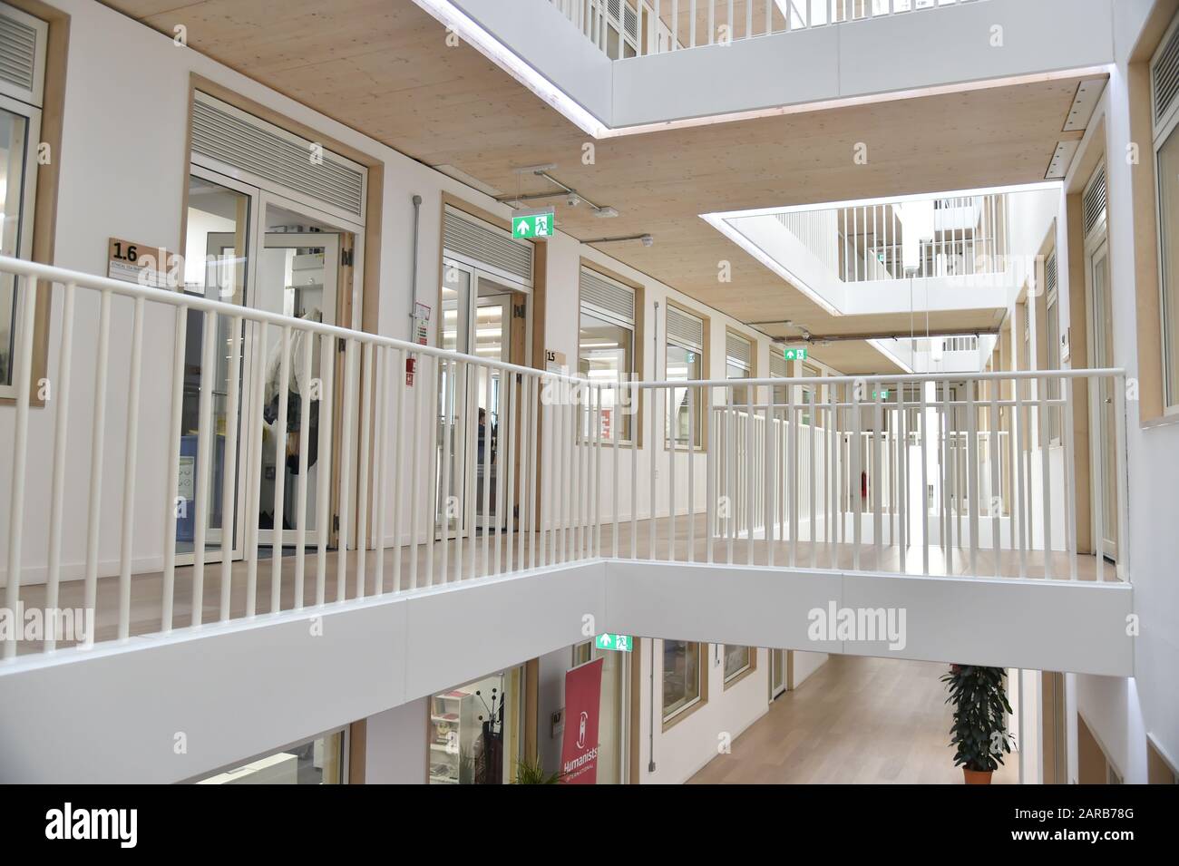 Modern open plan office walkways and stairs Stock Photo - Alamy