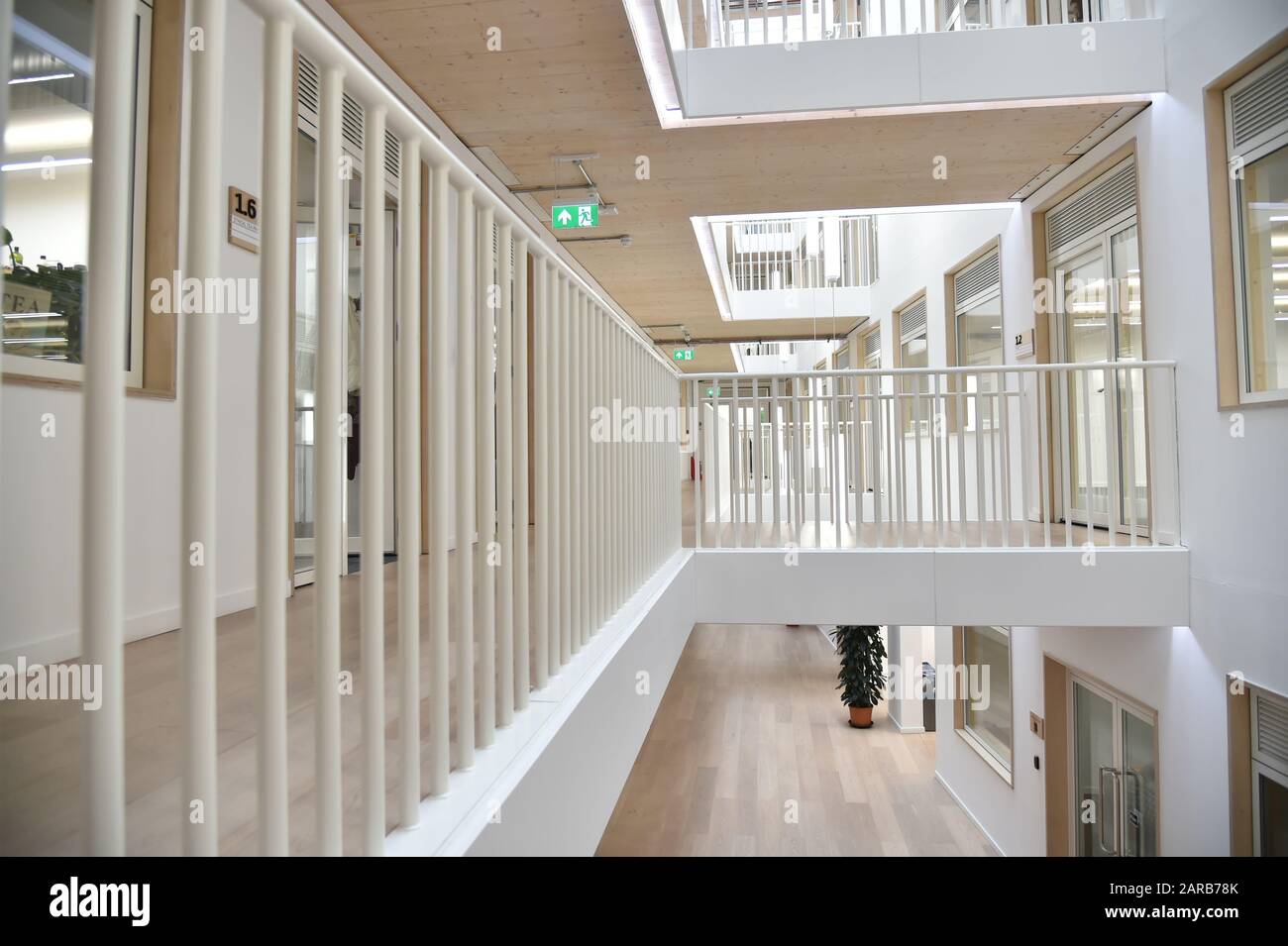 Modern open plan office walkways and stairs Stock Photo - Alamy