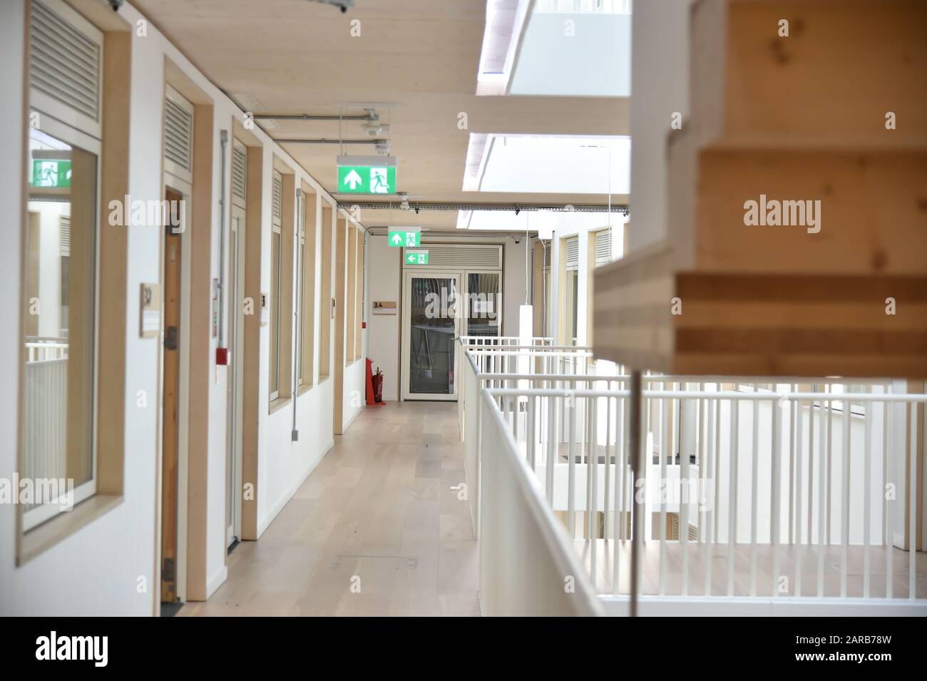 Modern open plan office walkways and stairs Stock Photo - Alamy