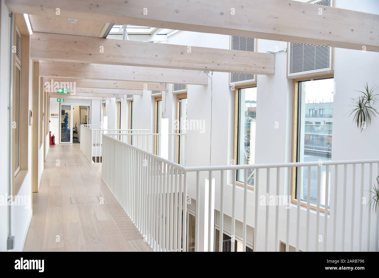 Modern open plan office walkways and stairs Stock Photo - Alamy