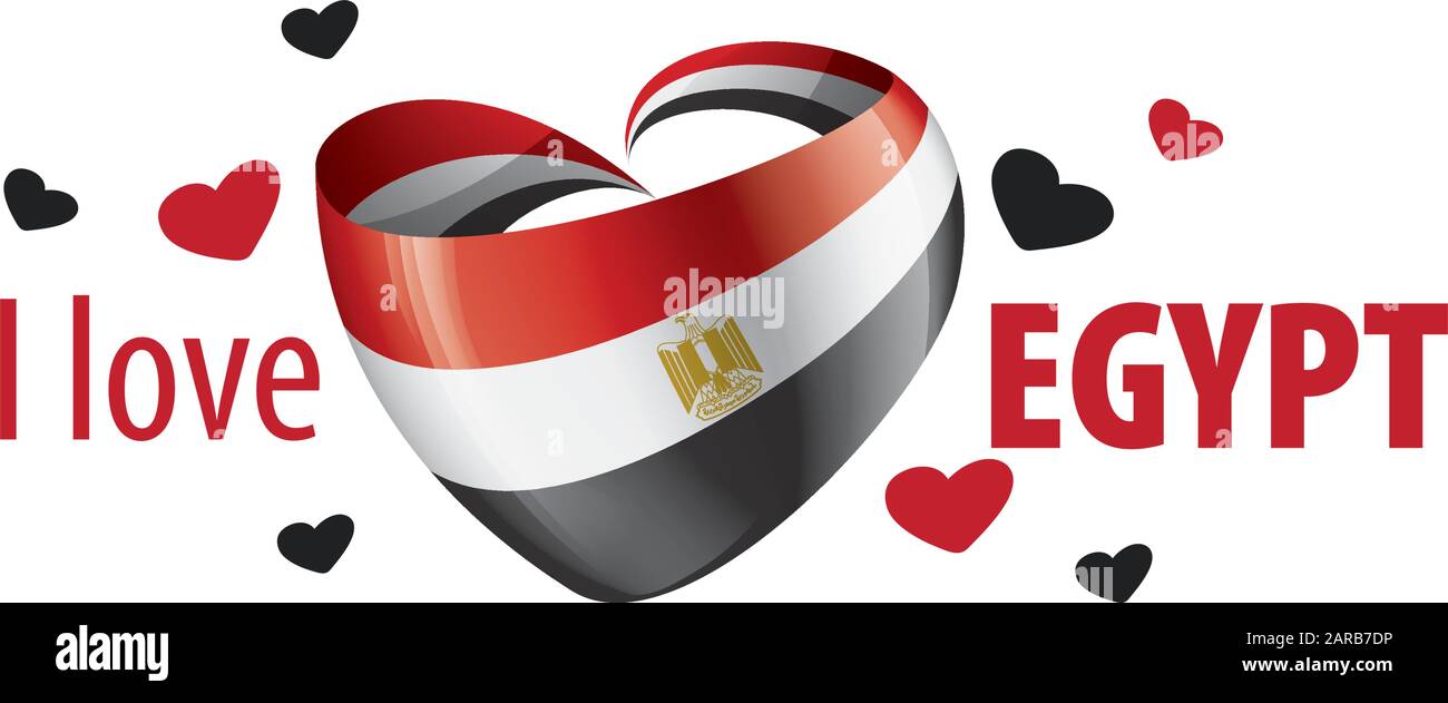 National flag of the Egypt in the shape of a heart and the inscription ...