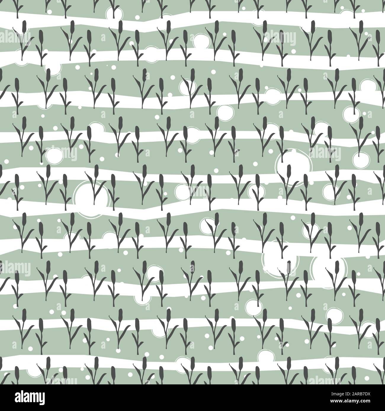 Seamless Pattern with dark silhouette of reed on white background ...