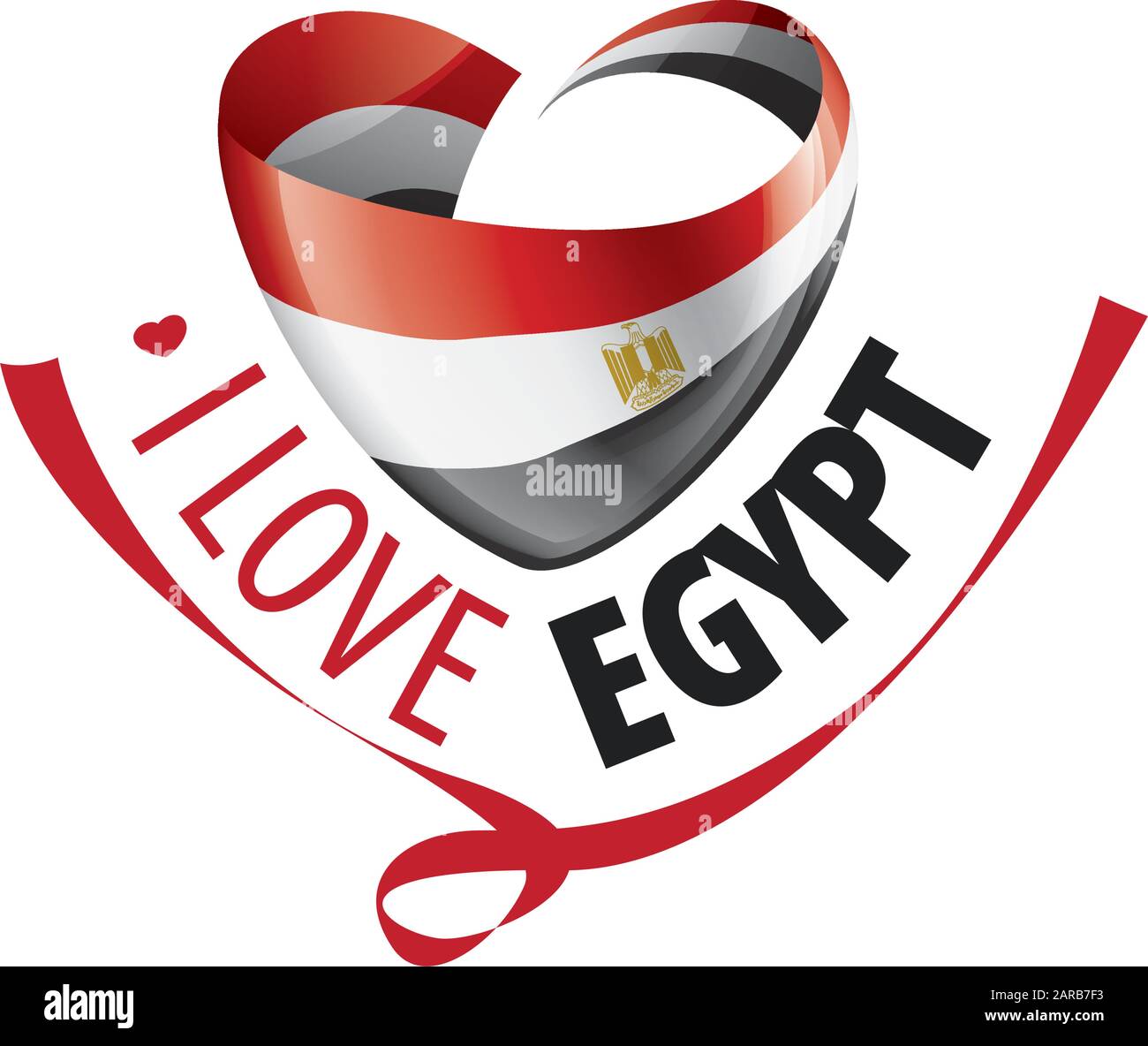 National flag of the Egypt in the shape of a heart and the inscription ...